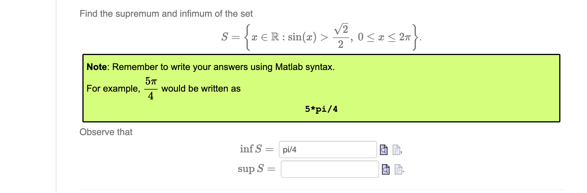 Solved Find the supremum and infimum of the | Chegg.com