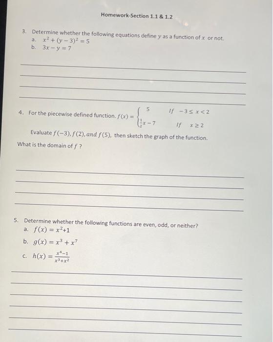 Solved 3. Determine whether the following equations define y | Chegg.com