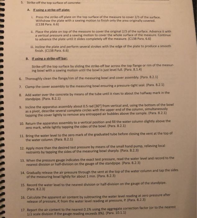 SECTION 5 ASTM C231/C231M Test Method for Air Content | Chegg.com
