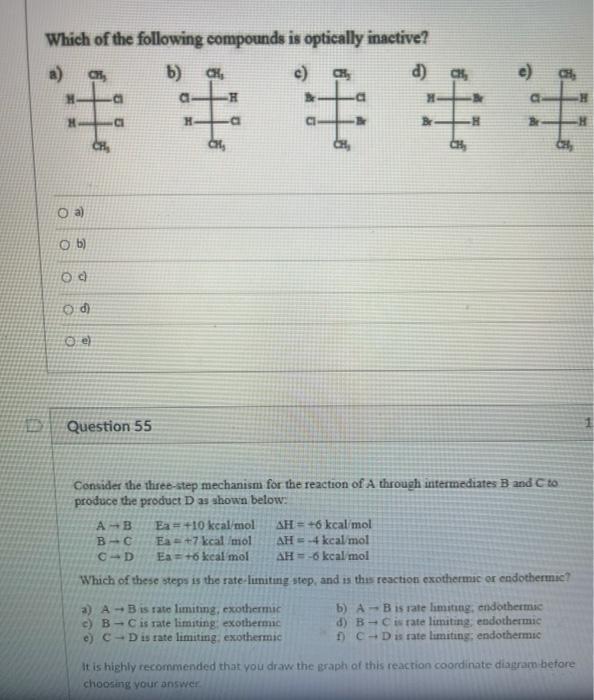Solved Which of the following compounds is optically | Chegg.com