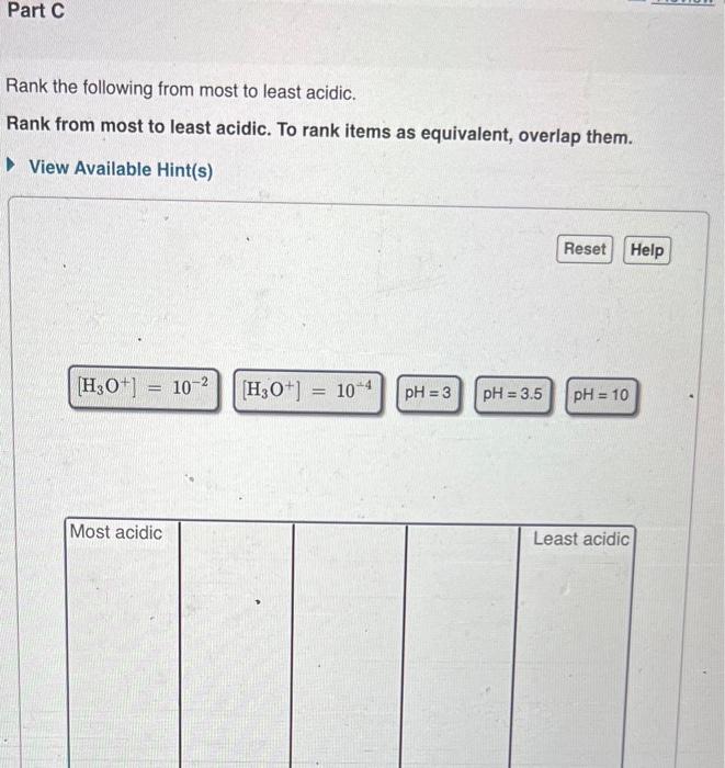 Solved Rank the following from most to least acidic. Rank | Chegg.com