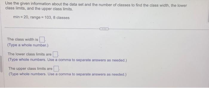Solved Use the given information about the data set and the | Chegg.com