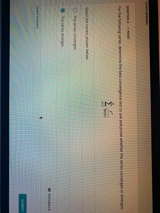 Solved Content attribution QUESTION 6.1 POINT For the | Chegg.com