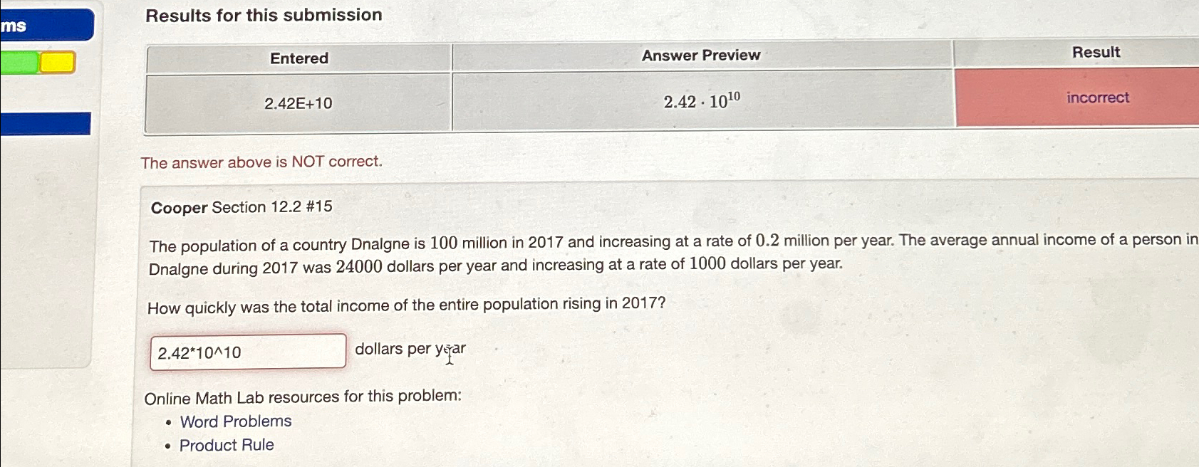 Solved Results for this submission\table[[Entered,Answer | Chegg.com