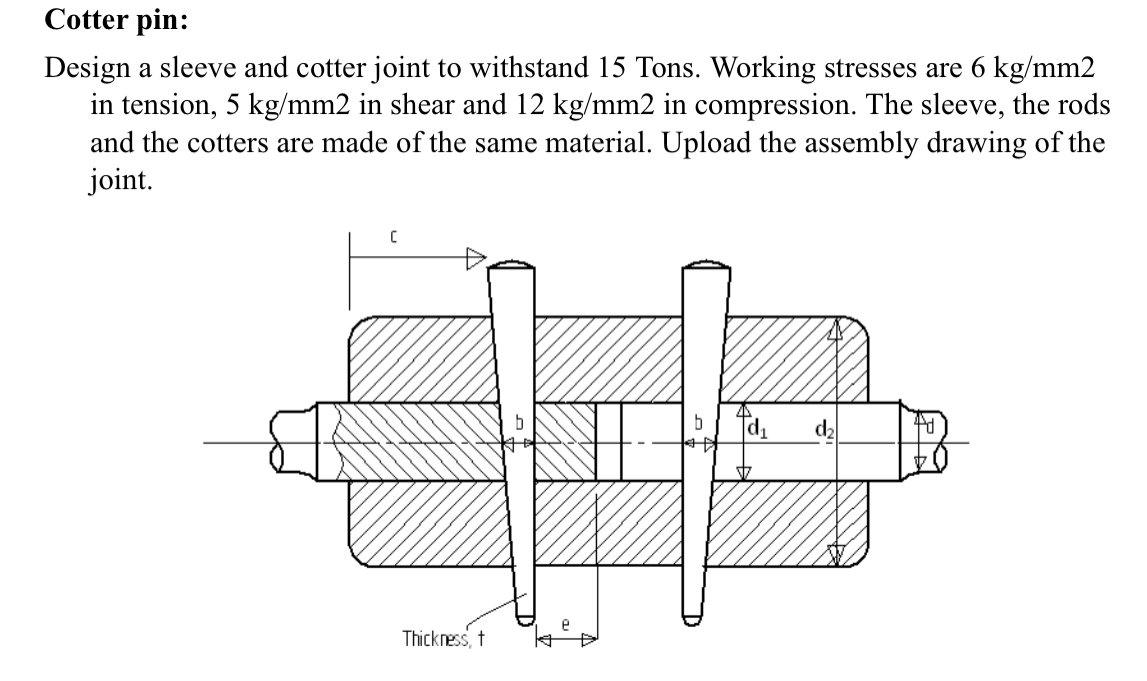 Solved A) ﻿Design a sleeve and cotter joint to withstand 15 | Chegg.com