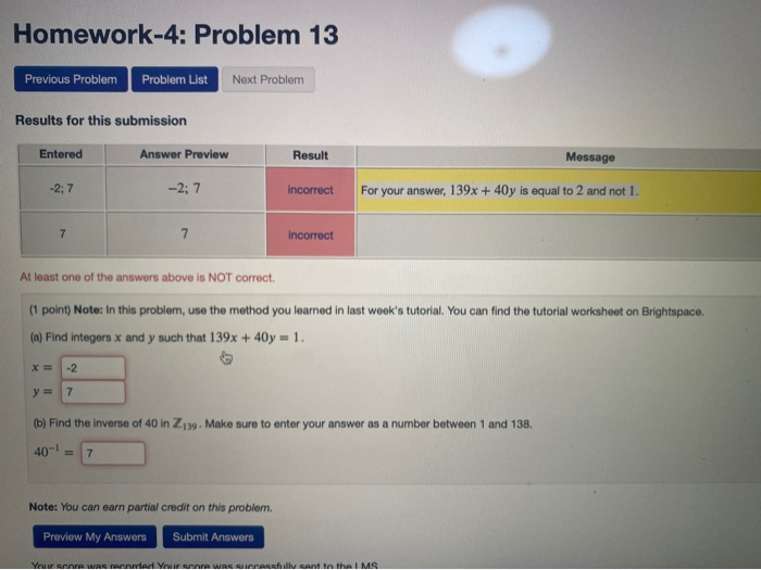 Solved Homework 4 Problem 13 Previous Problem Problem List