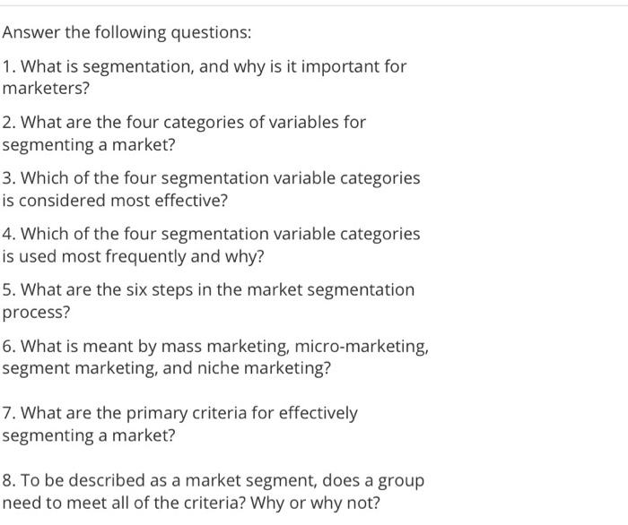 Solved Answer the following questions: 1. What is | Chegg.com