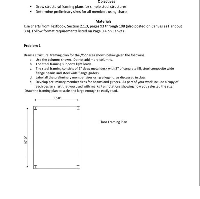 Solved - Draw structural framing plans for simple steel | Chegg.com