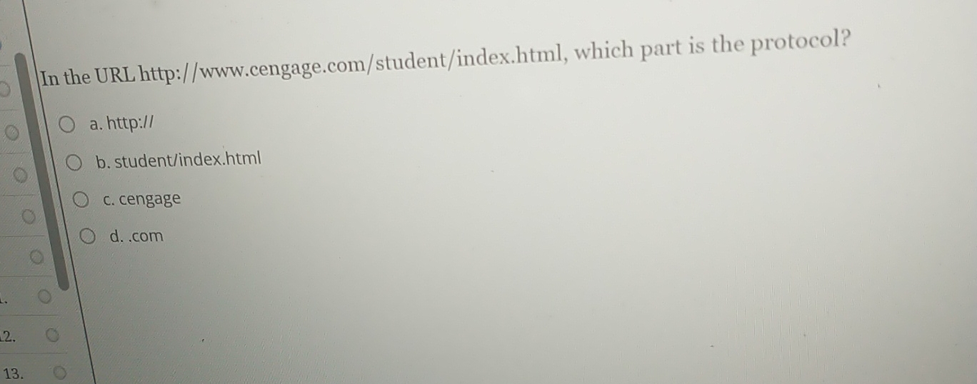 Solved In the URL http://www.cengage.com/student/index.html, | Chegg.com