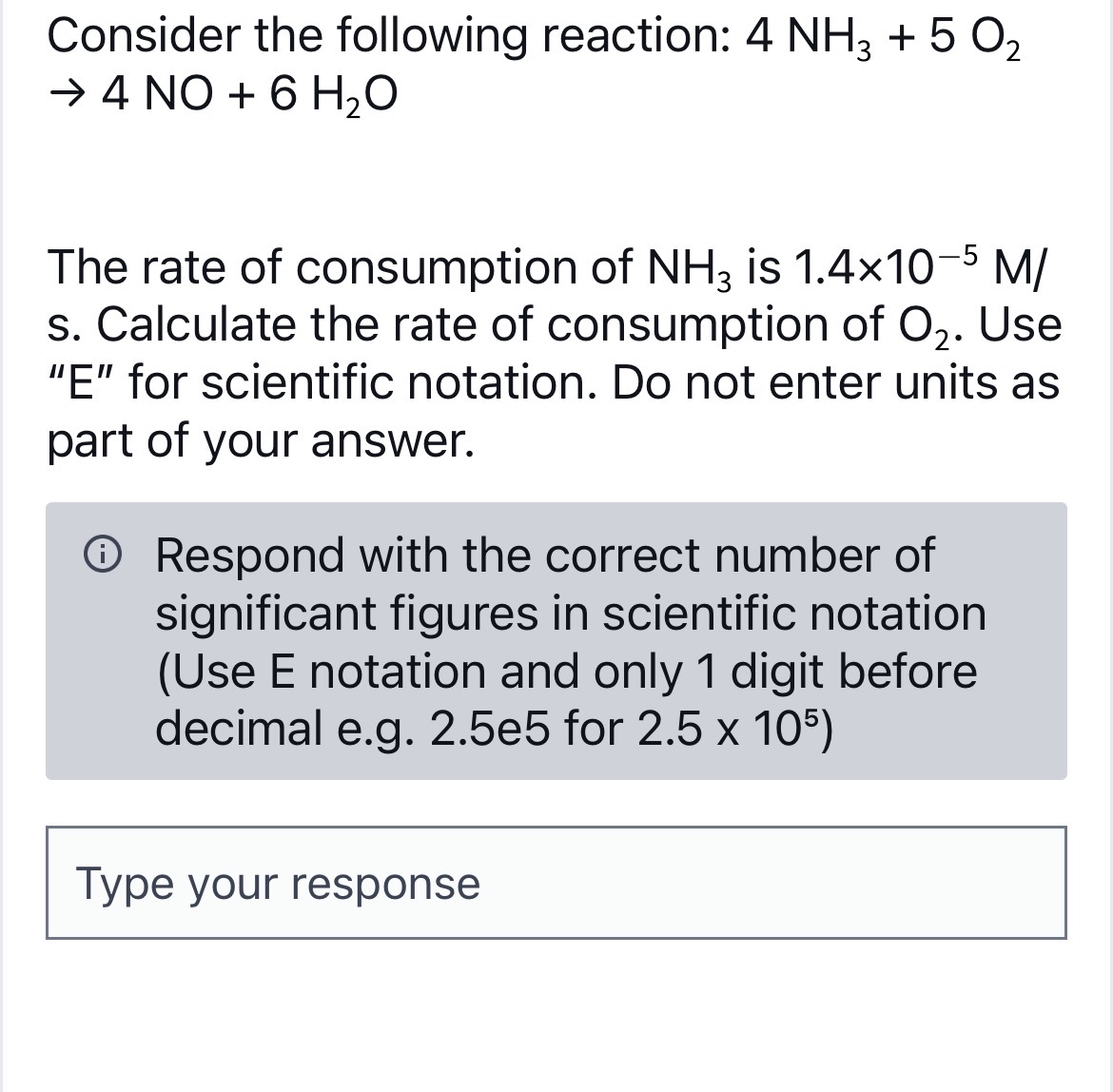 Consider the following reaction: 4NH3+5O2→4NO+6H2OThe | Chegg.com