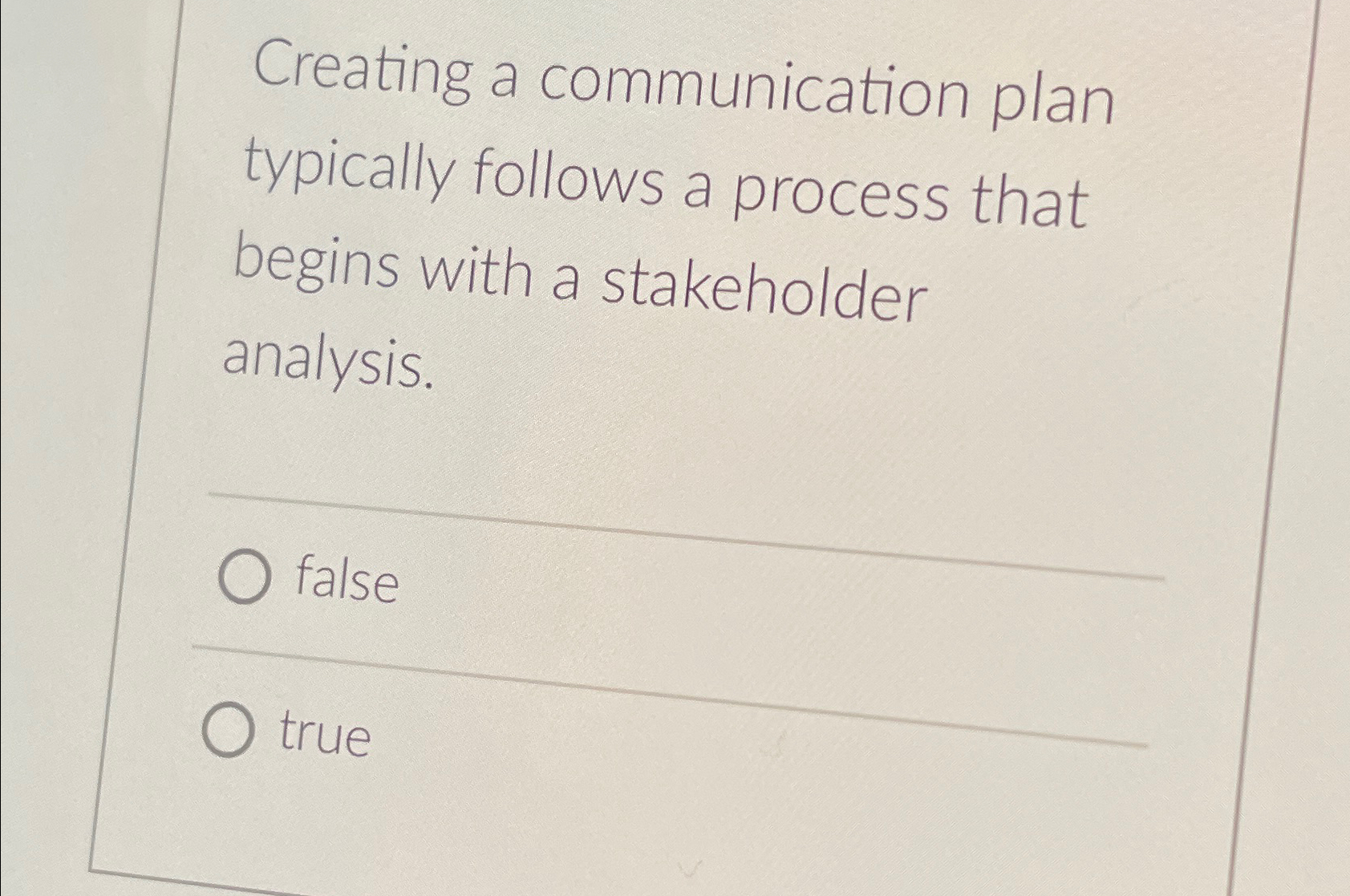 Solved Creating a communication plan typically follows a | Chegg.com