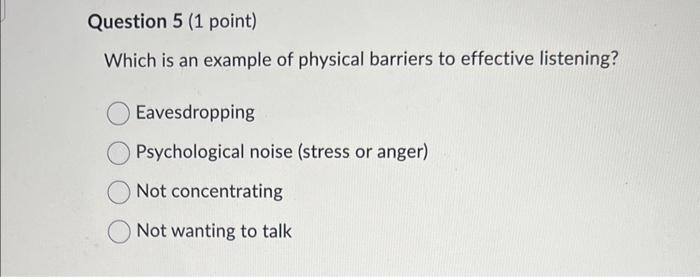 Solved Which is an example of a bad listening practice that | Chegg.com