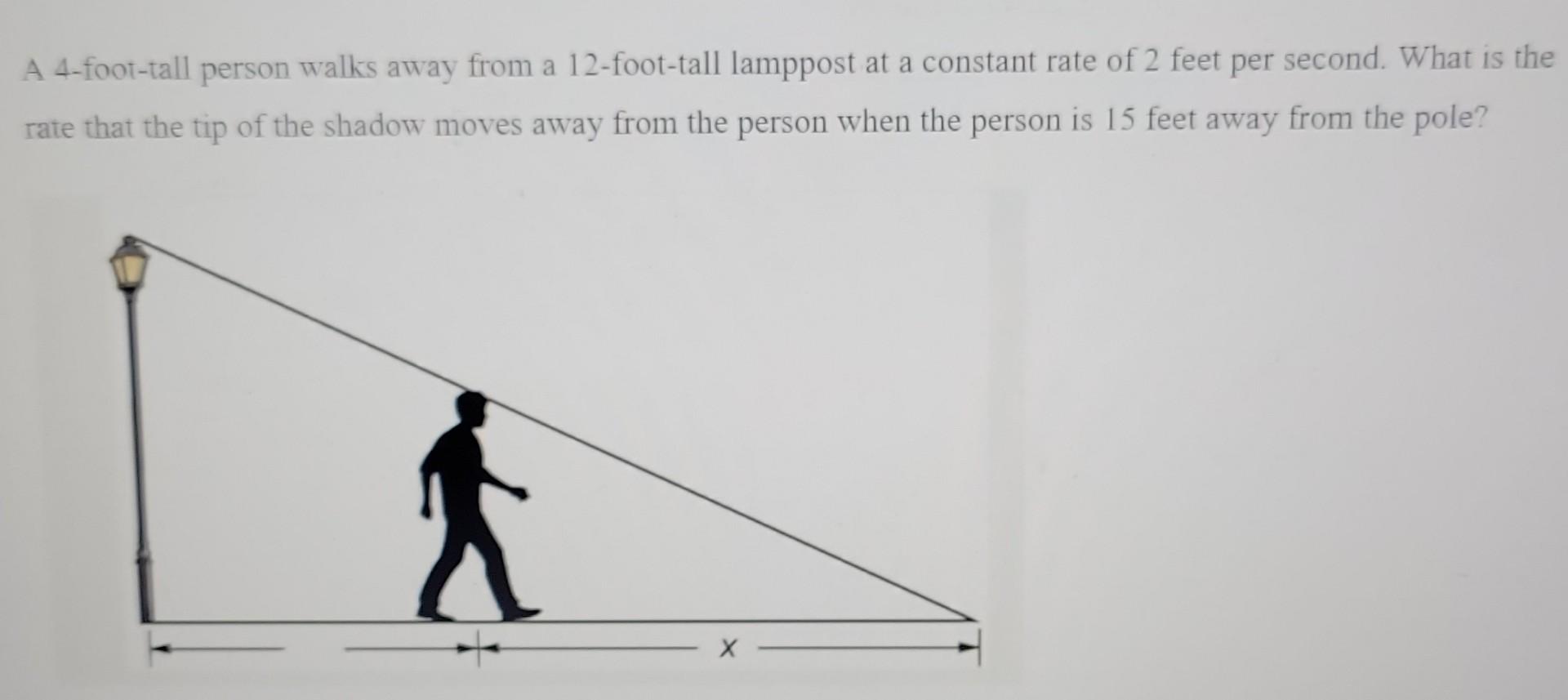 Solved A 4-foot-tall person walks away from a 12-foot-tall | Chegg.com