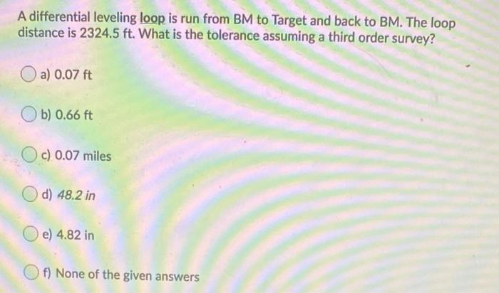 Solved A differential leveling loop is run from BM to Target | Chegg.com