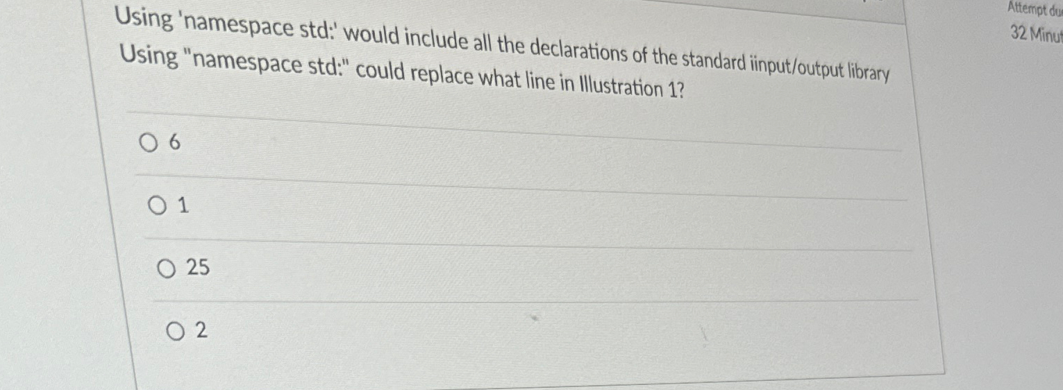 Solved Using 'namespace std:' ﻿would include all the | Chegg.com