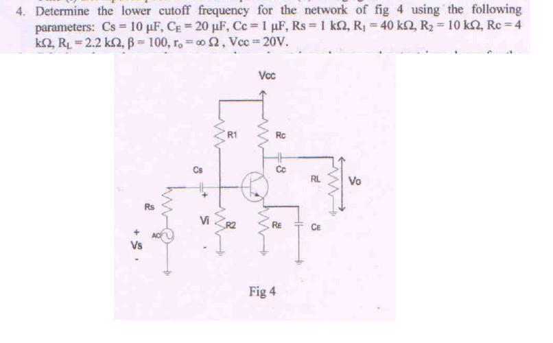 Solved Determine the lower cutoff frequency for the network | Chegg.com