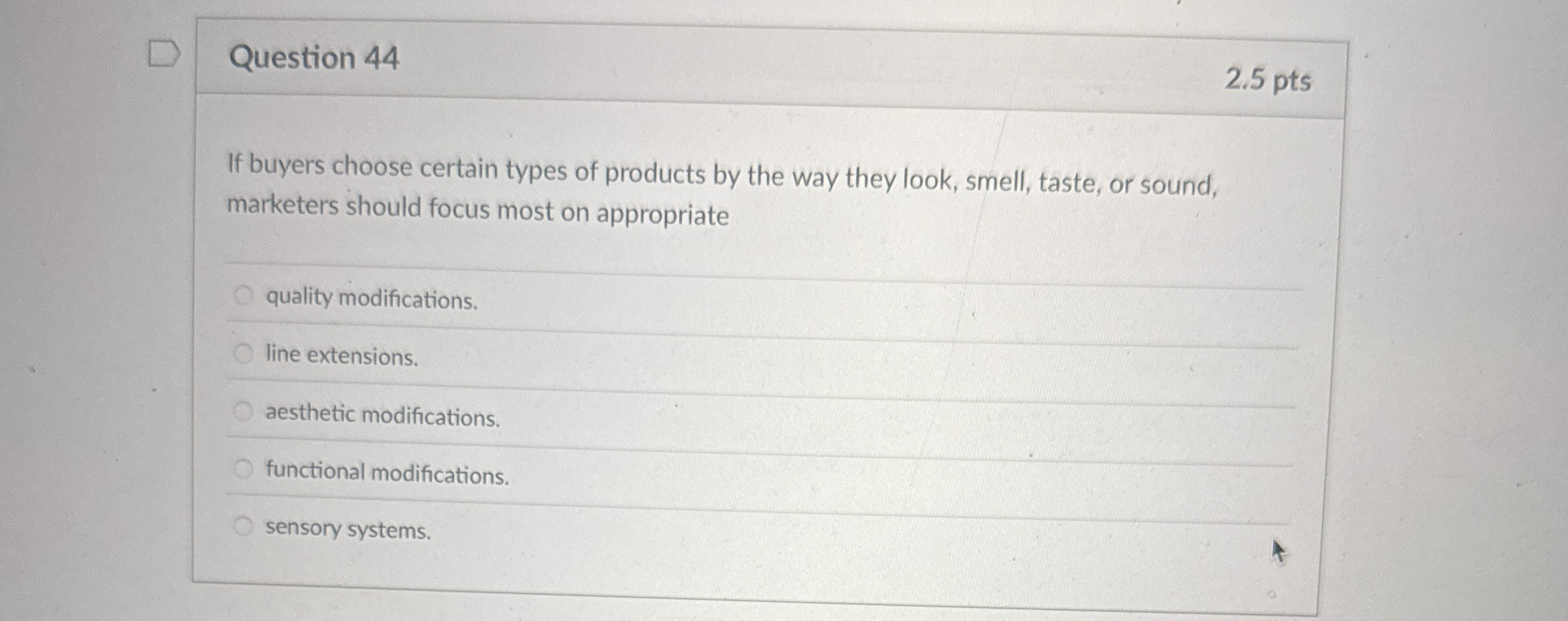 Solved Question 442.5 ﻿ptsIf buyers choose certain types of | Chegg.com