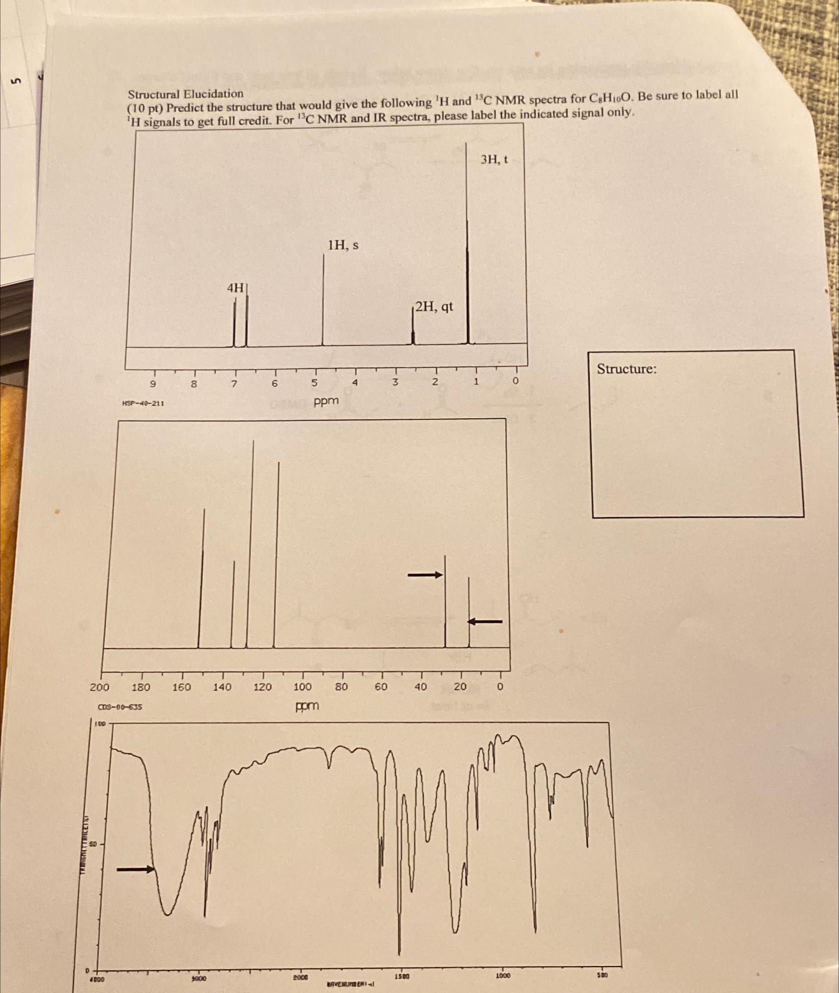 Solved Structural Elucidation(10 ﻿pt) ﻿Predict the structure | Chegg.com