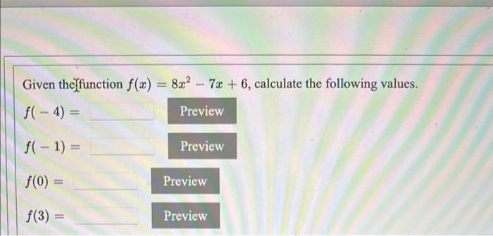 Solved Given theffunction f(x)=8x2−7x+6, calculate the | Chegg.com