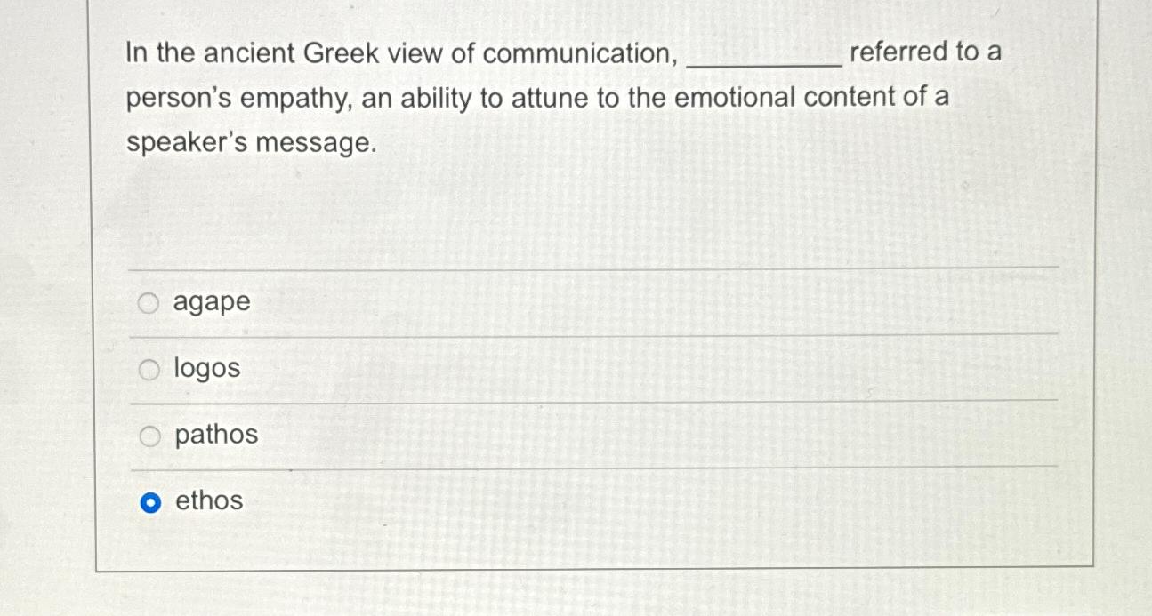 Solved In the ancient Greek view of communication, referred | Chegg.com