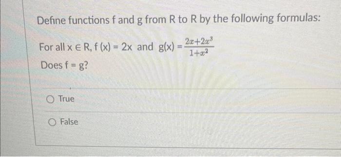 Solved Define functions f and g from R to R by the following | Chegg.com