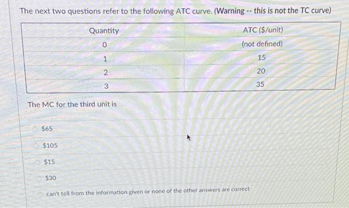 Solved The next two questions refer to the following ATC | Chegg.com