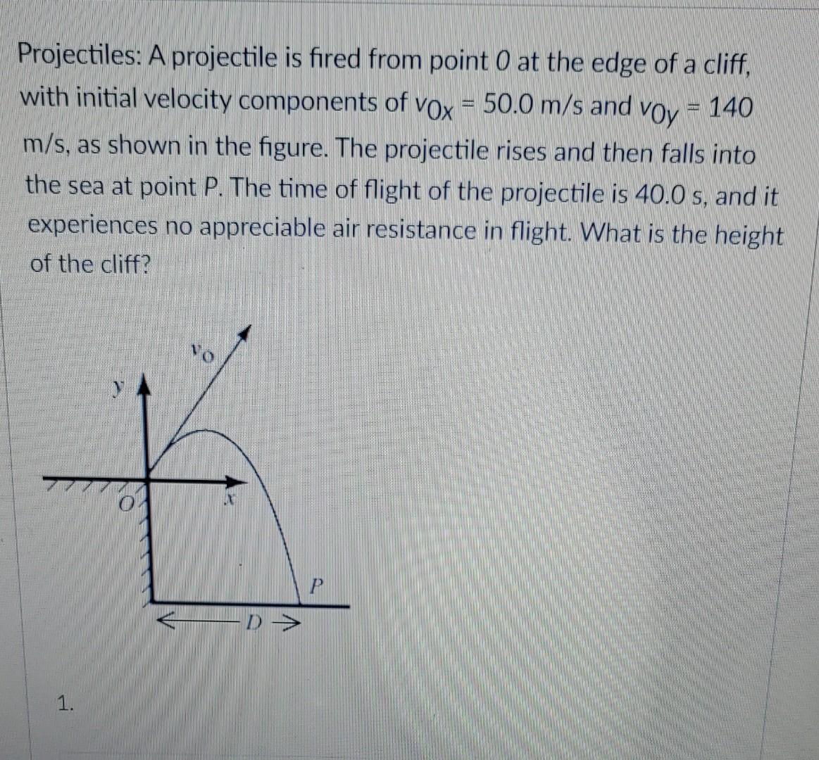 Solved Projectiles: A projectile is fired from point 0 at | Chegg.com Solved Projectiles: A projectile is fired from point 0 at | Chegg.com