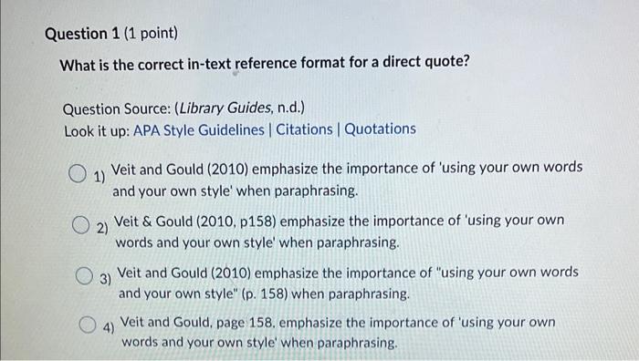 What is the correct in-text reference format for a | Chegg.com