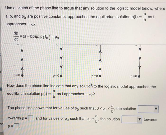 Solved Use a sketch of the phase line to argue that any | Chegg.com