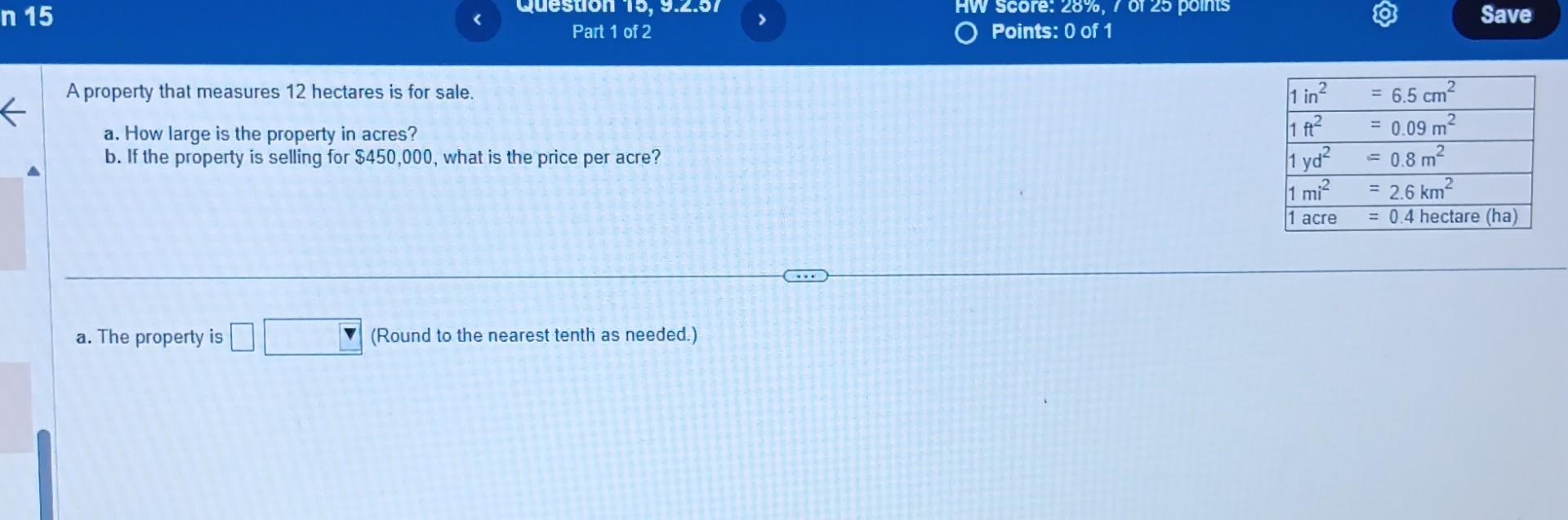Solved A property that measures 12 hectares is for sale. a. | Chegg.com