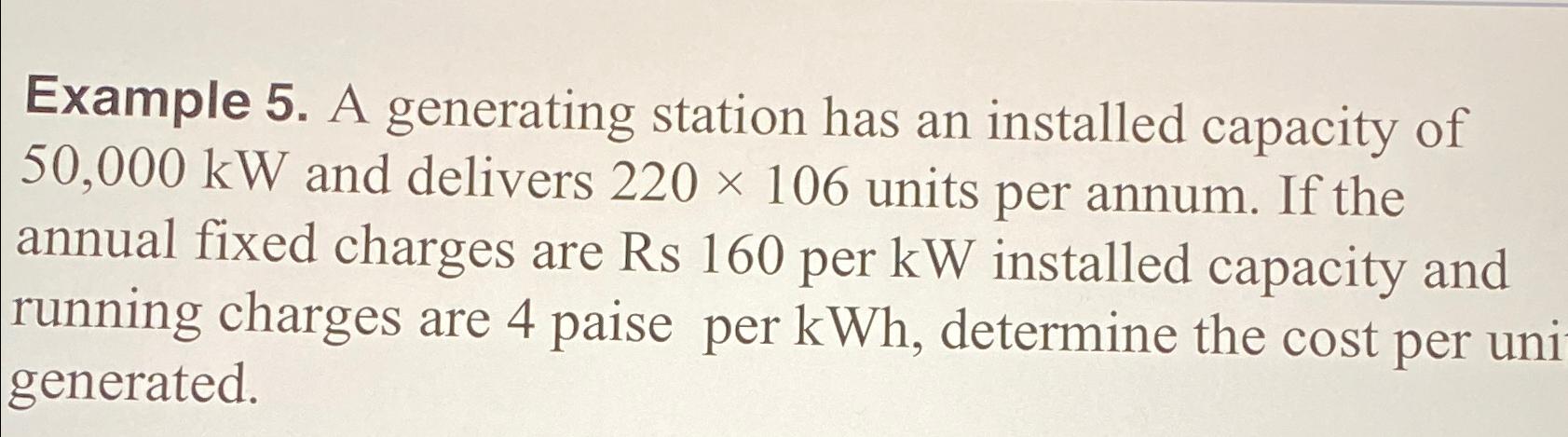 Solved Example 5. ﻿A generating station has an installed | Chegg.com