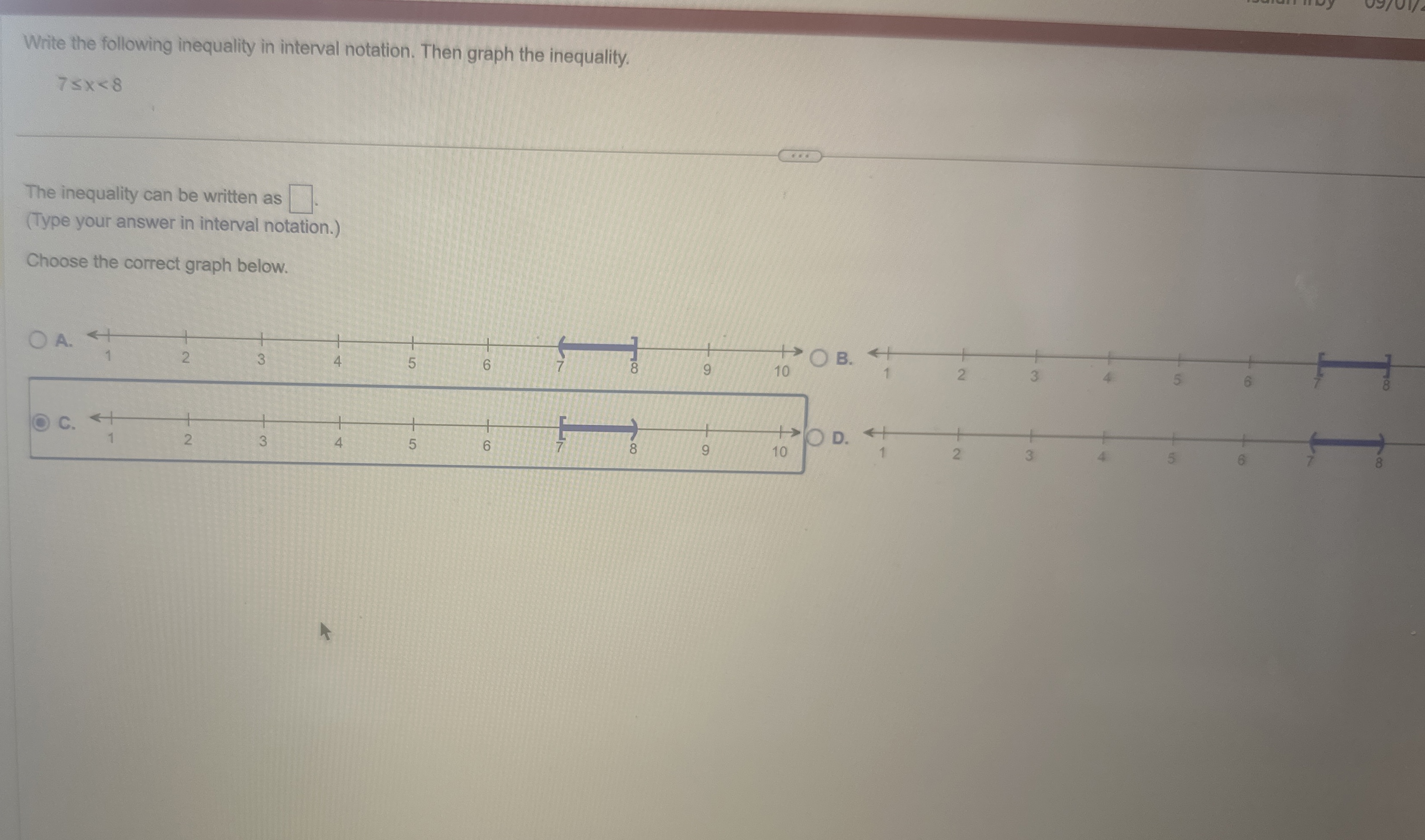 Solved Write the following inequality in interval notation. | Chegg.com