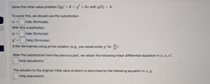 Solve the initial value problem 2yy'+6=y2+6x ﻿wath | Chegg.com