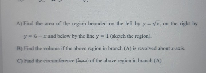 Solved A) Find the area of the region bounded on the left by | Chegg.com