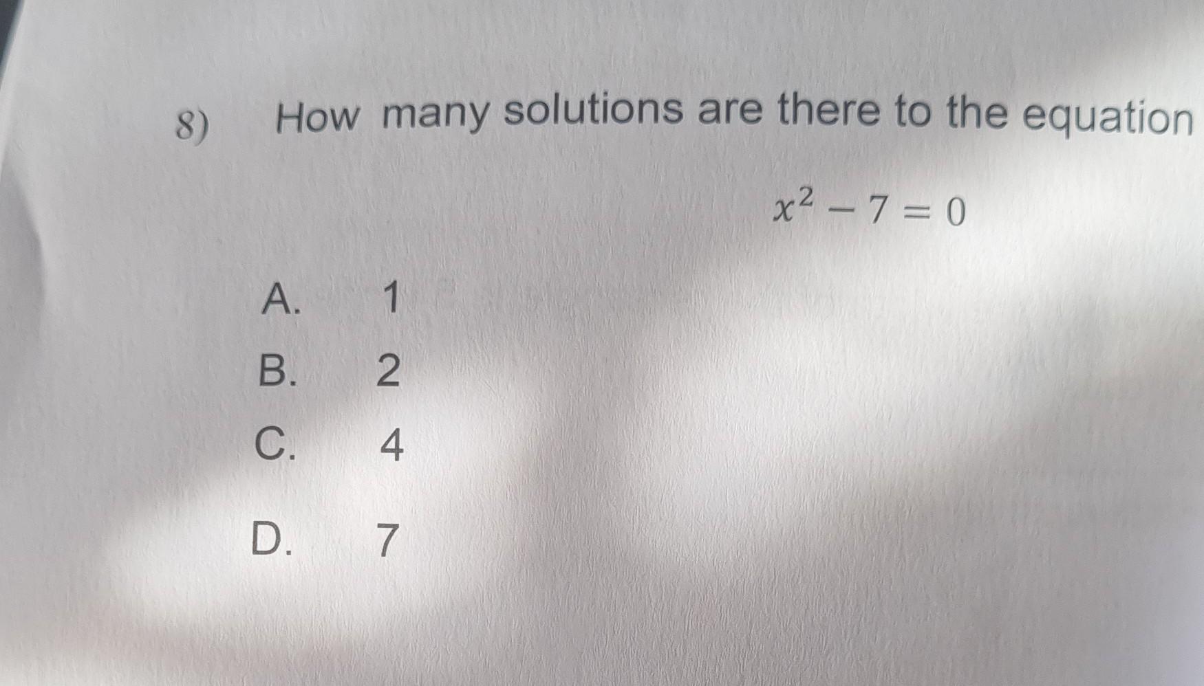 Solved 8) How many solutions are there to the equation | Chegg.com