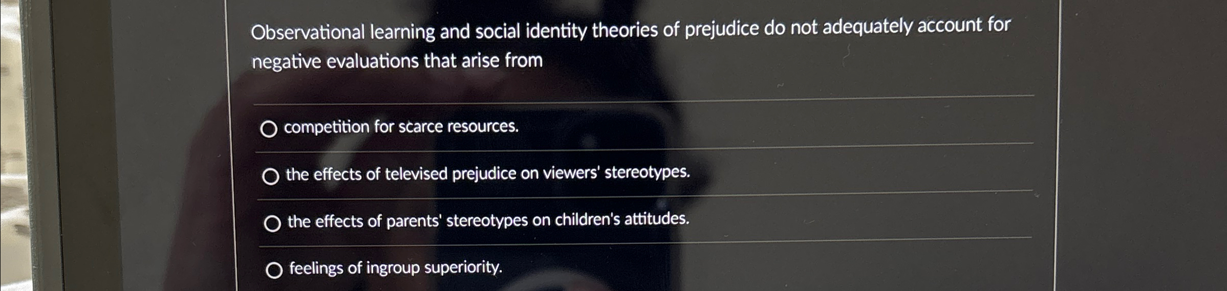 Solved Observational learning and social identity theories | Chegg.com