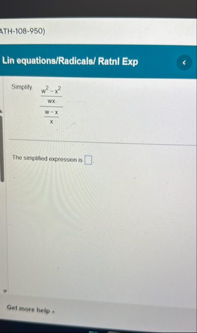 Solved ATH-108-950)Lin equations/Radicals/ ﻿Ratnl | Chegg.com