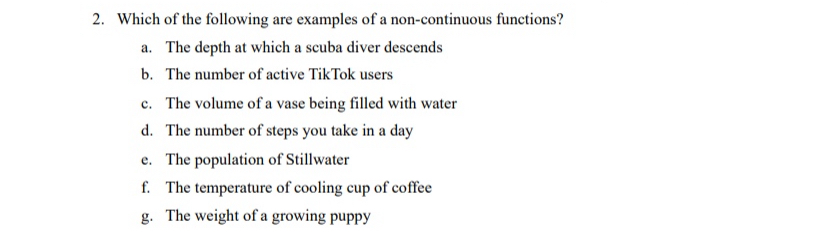 Solved Which of the following are examples of a | Chegg.com
