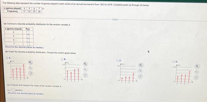 Solved The following data represent the number of games | Chegg.com