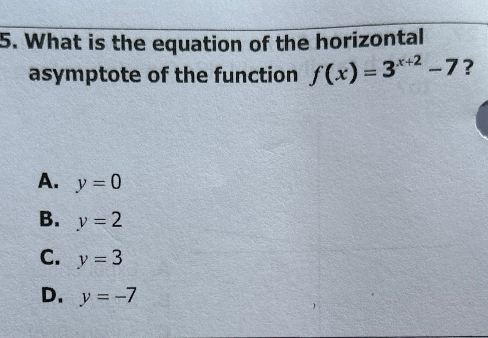 Solved What is the equation of the horizontal asymptote of | Chegg.com