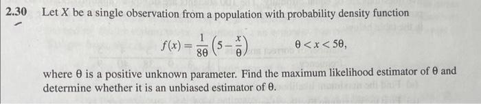 Solved 2.30 Let X be a single observation from a population | Chegg.com
