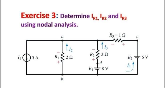 Solved Exercise 3: Determine IR1,IR2 and IR3 using nodal | Chegg.com