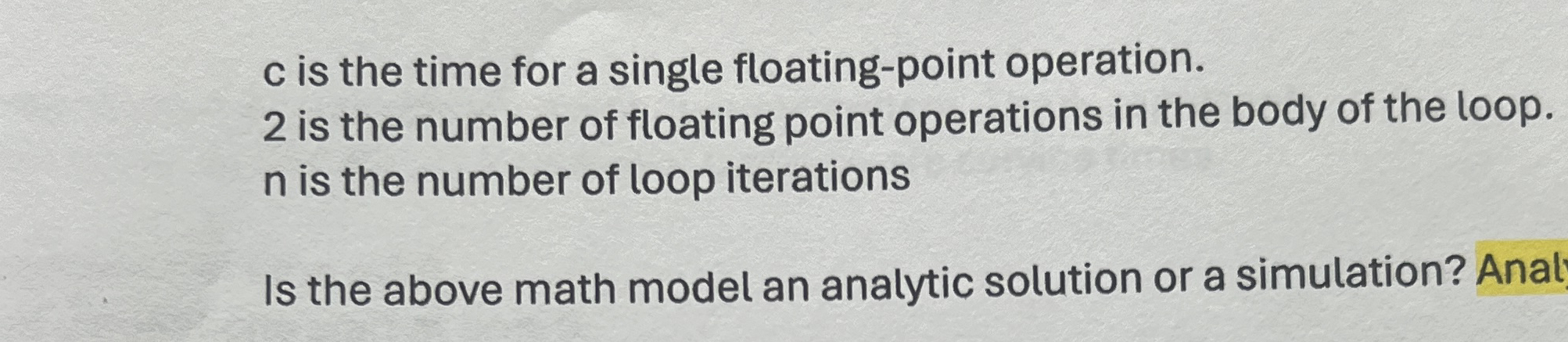 Solved c is the time for a single floating-point operation.2 | Chegg.com