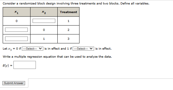 Solved Consider a randomized block design involving three | Chegg.com
