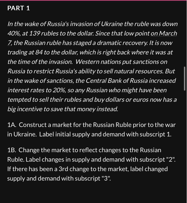 Solved In the wake of Russia's invasion of Ukraine the ruble | Chegg.com