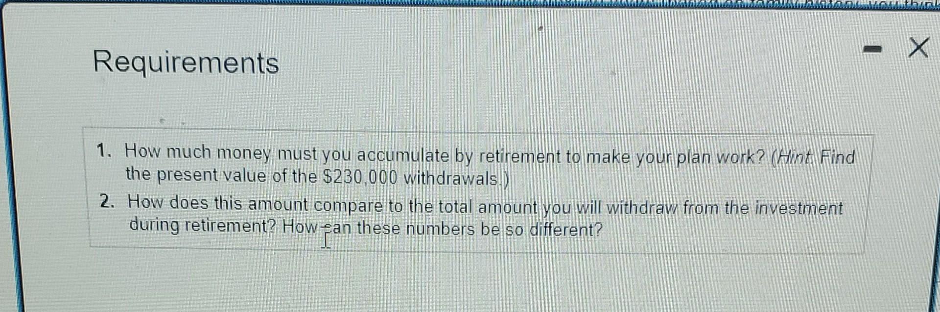 Solved ou are planning for a very early retirement. You | Chegg.com