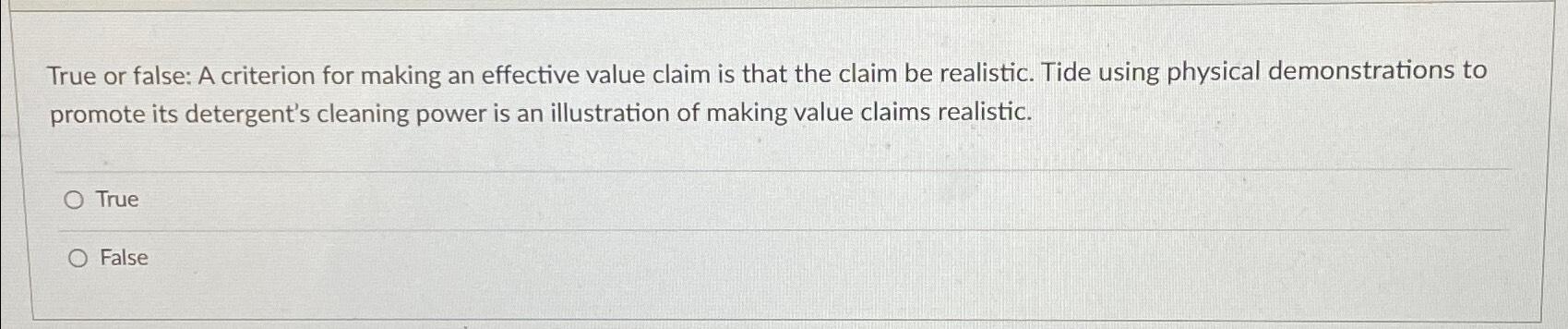 Solved True or false: A criterion for making an effective | Chegg.com