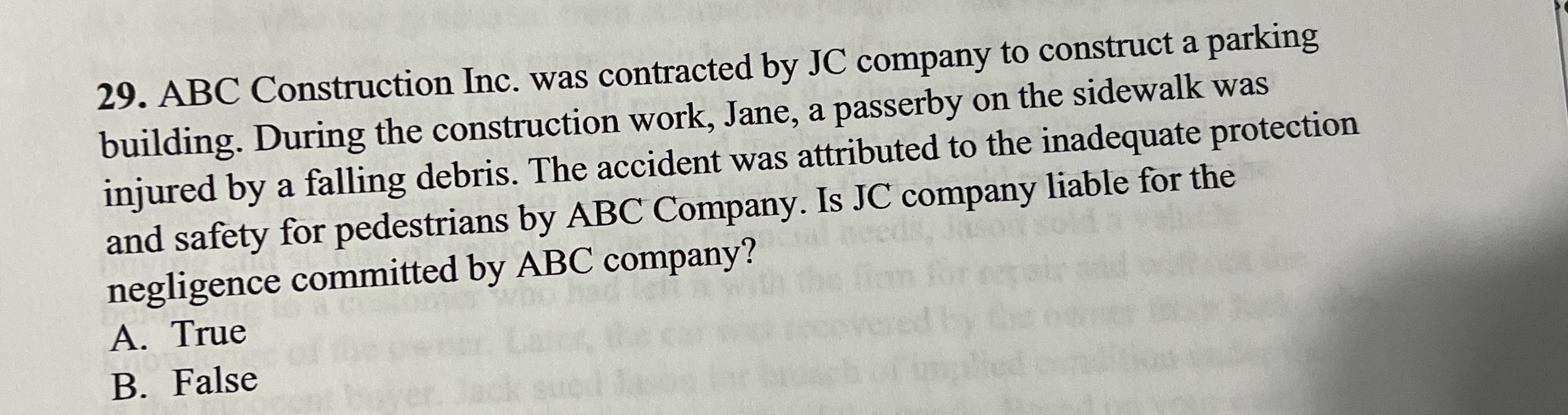 Solved ABC Construction Inc. was contracted by JC company to | Chegg.com