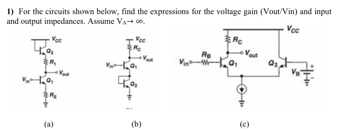 Solved For the circuits shown below, find the expressions | Chegg.com