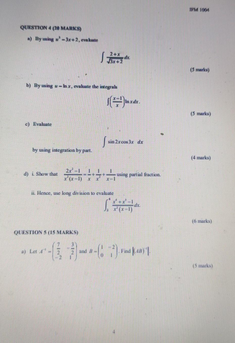 Solved IPM 1000 QUESTION (20 MARKS) =) By using »° -3x+2, | Chegg.com